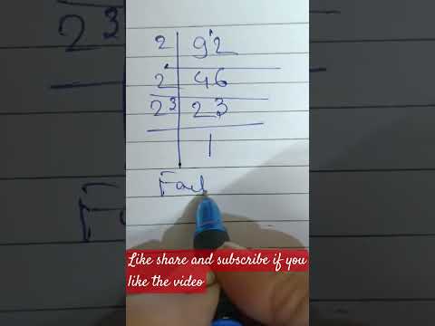 92 ka gunakkhand gyat Karen| prime factors of 92|factors of 92#shorts #viral#maths#ytshorts#factors