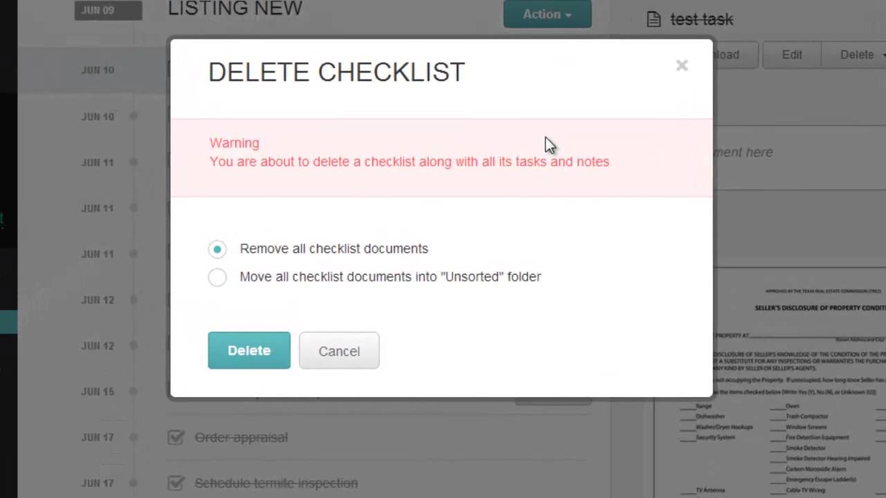 Remove a checklist
