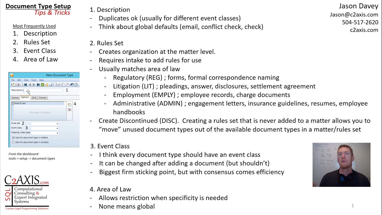 C2Axis com Document Type Setup Tricks and Tips