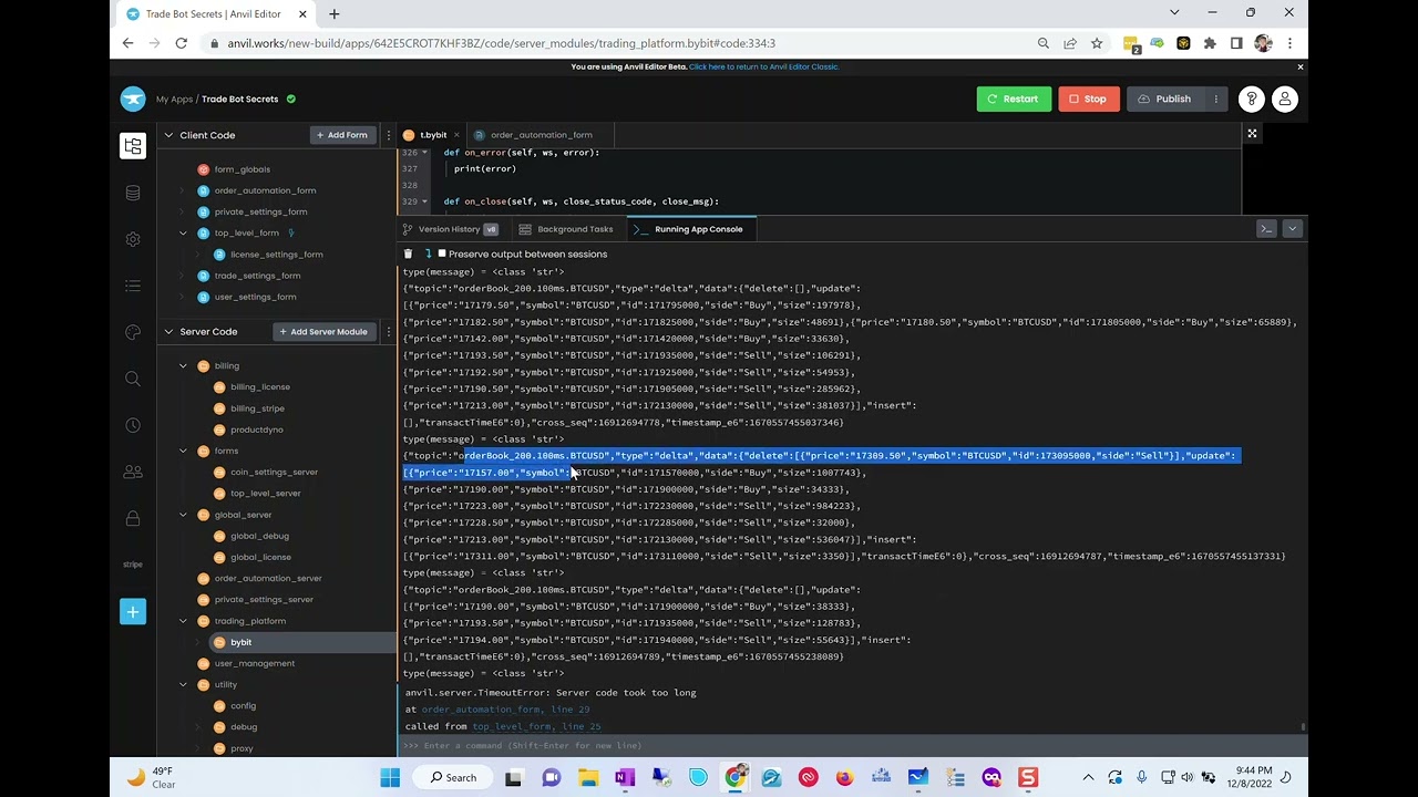 NEAT AI Programming Journal #2    Websocket WSS to Bybit Github as database