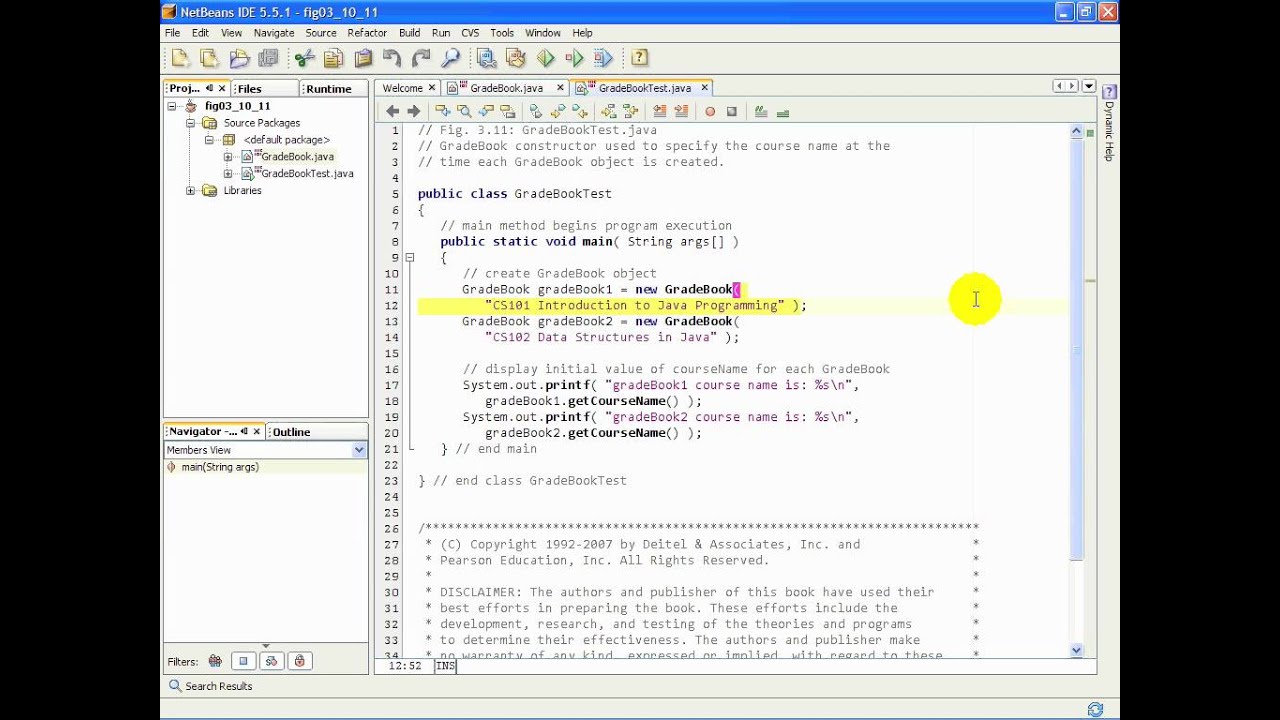 F1L2@5 GradeBook java   class with a constructor
