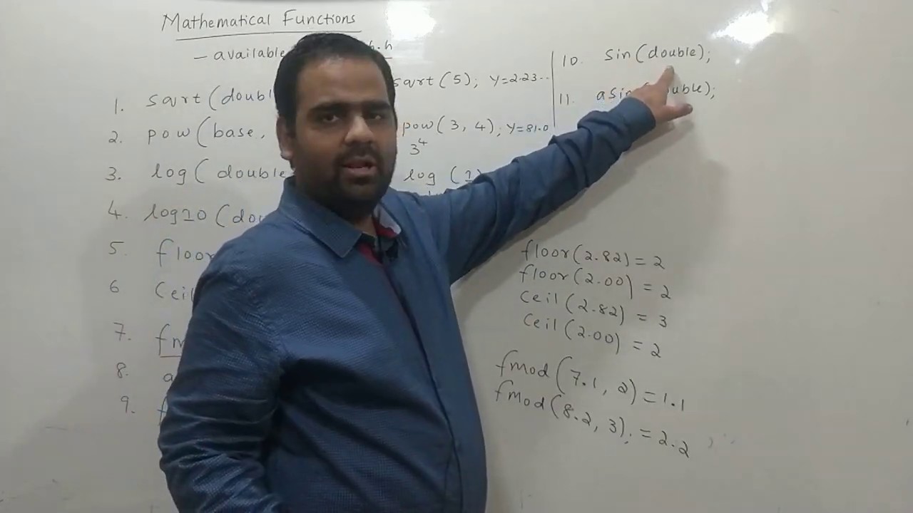 15. Commonly used Mathematical Functions in C
