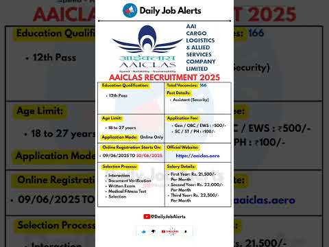 AAICLAS Recruitment 2025 | Airport Jobs | New Vacancy 2025 | Daily Job Alerts #shorts