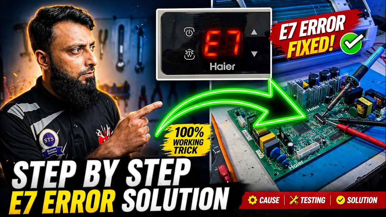 Haier Inverter AC E7 Error Repair | Step by Step Solution (Urdu/Hindi) 2026