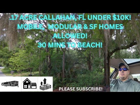 .17 ACRE CALLAHAN, FL UNDER $10K! MOBILE, MODULAR & SF HOMES ALLOWED WITH POWER AT THE STREET!