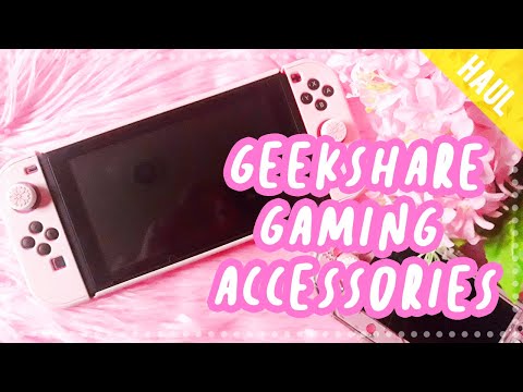 PINK NINTENDO SWITCH WITH GEEKSHARE GAMING ACCESSORIES