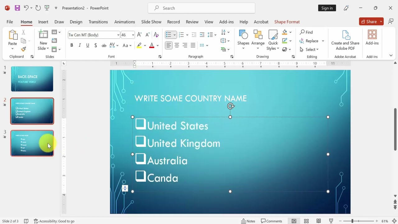 How to remove indent in PowerPoint presentation