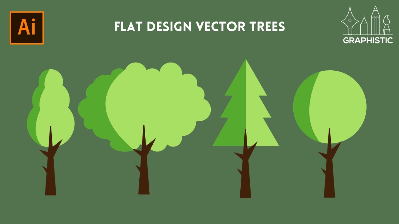Flat Design Vector Trees in Adobe Illustrator | Adobe Illustrator Tutorial