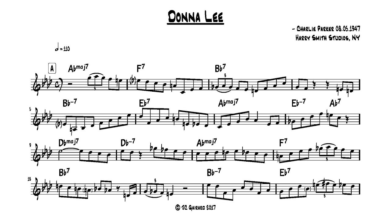 Charlie Parker - Donna Lee - Full transcription for C instruments