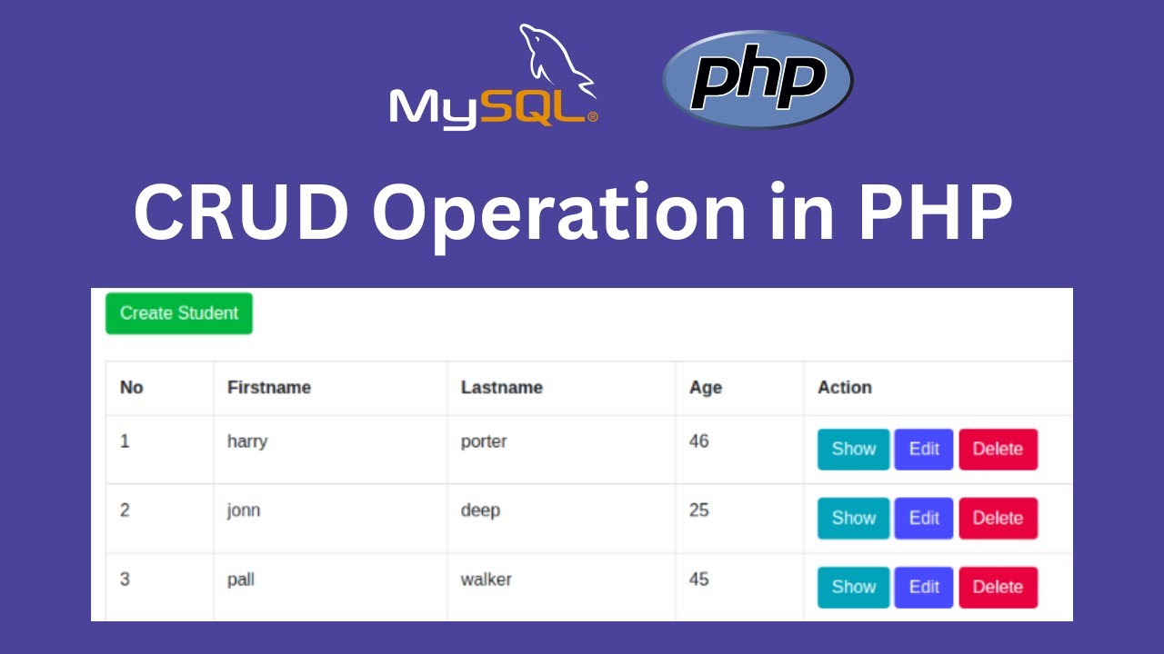 Crud Operation in PHP | PHP Crud Operation with MySQL