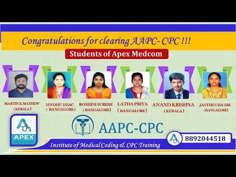 Medical Coding Certification CPC Pass students from Apex Medcom