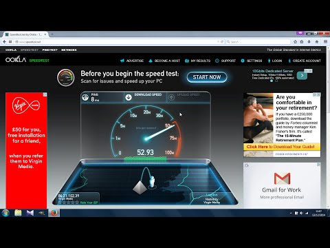 Virgin Media 50 Mbps and BT Infinity 38 Mbps Broadband Internet Speed Test