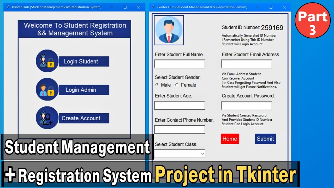 Python Tkinter Page Switching & Registration Form | Student Management Project (Part 3)