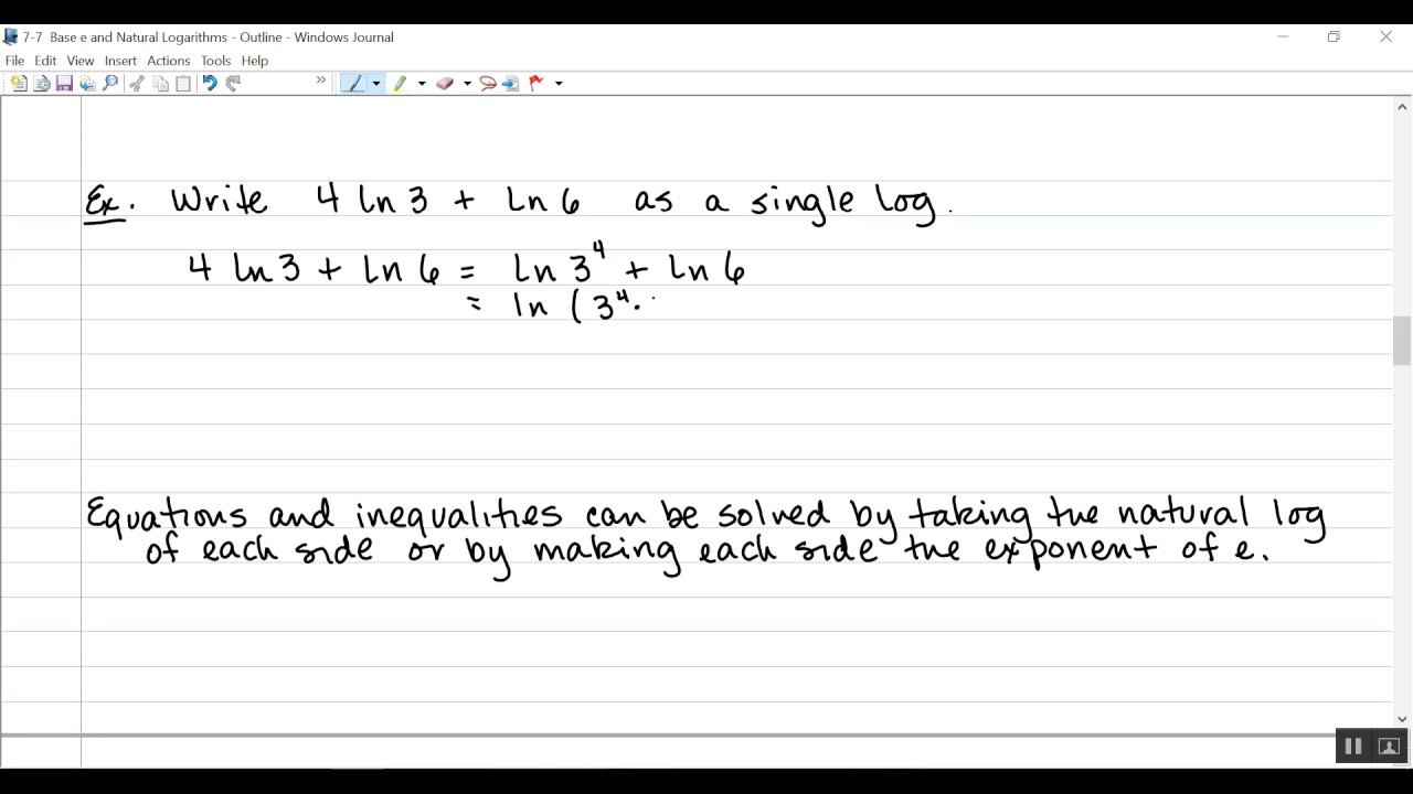 7-7 Base e and Natural Logarithms