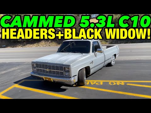 1984 Chevy C10 Scottsdale CAMMED 5.3L V8 True Dual Exhaust w/ LONG TUBE HEADERS & BLACK WIDOWS!