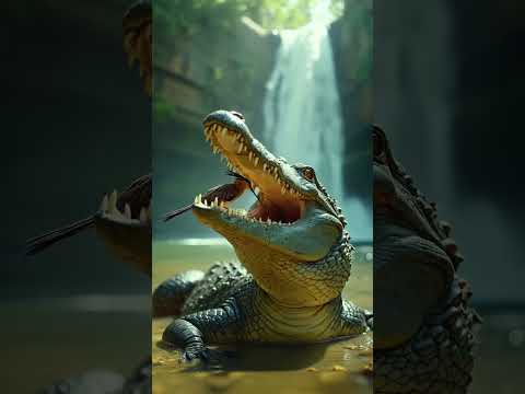 Huge Alligator Opens Mouth, and a Bird Cleans Its Teeth! #shortsvideo