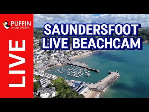 🏝️ LIVE HD CAM Saundersfoot Beach Pembrokeshire, Wales Webcam by Puffin Cottage Holidays