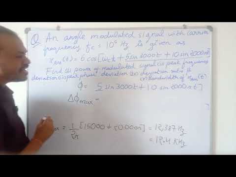 Numerical | Angle Modulation | Signal Power | Peak Frequency deviation | Phase deviation | Bandwidth