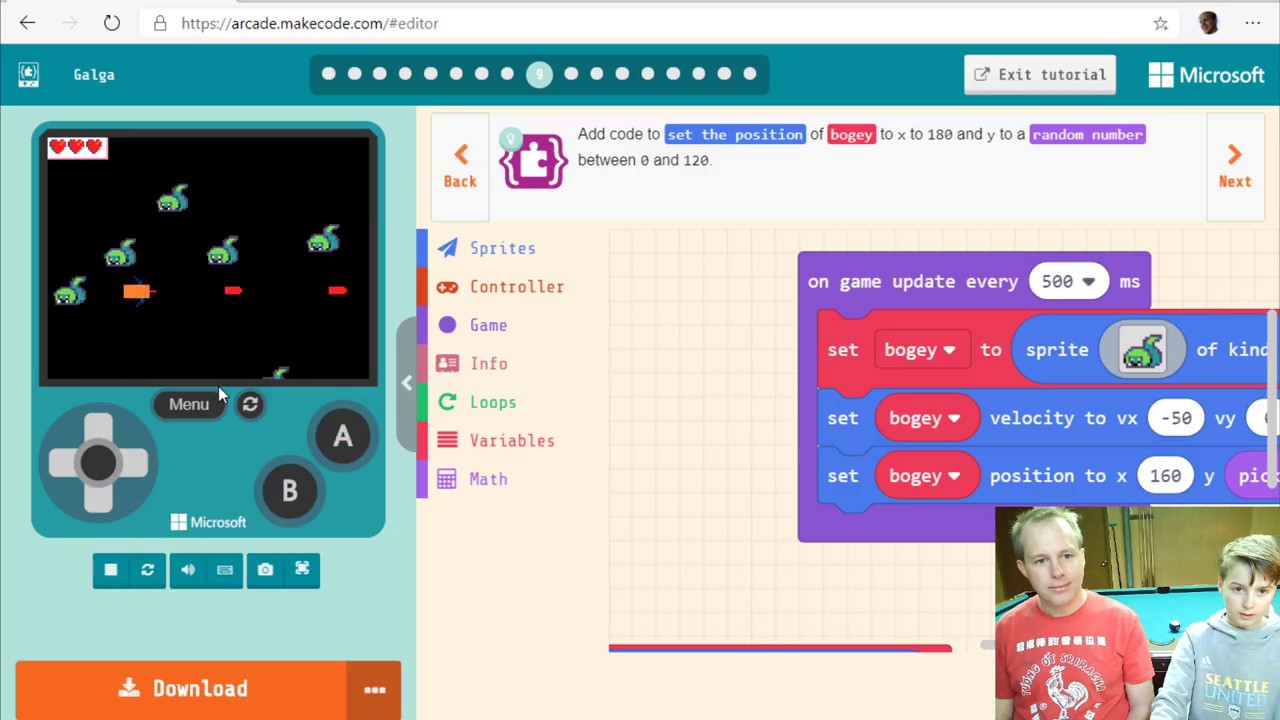 MakeCode Arcade Beginner - Galga