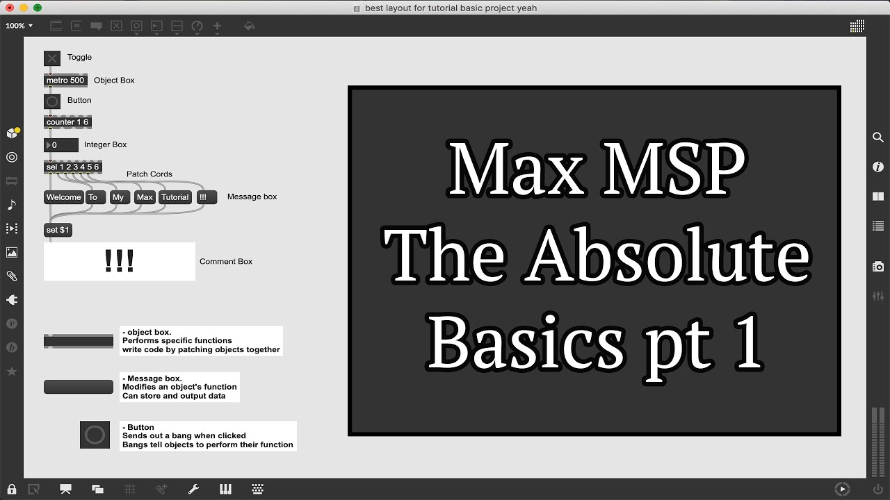 Max MSP -- The Absolute Basics (Tutorial video pt 1)