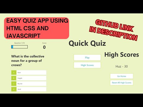 Easy quiz app using HTML CSS and JavaScript | simple quiz test app GitHub 2024