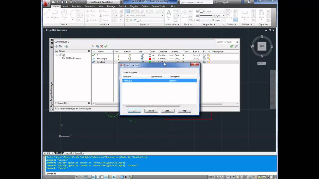 Autocad Tutorial; Basics Pt6 How to use Layers, Layer Manager