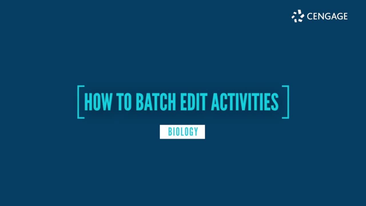 MindTap Instructor: Batch Editing Activities