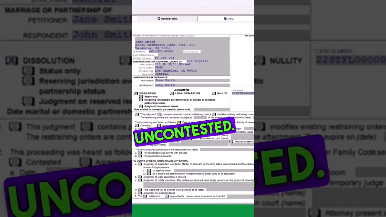 FL-180 DIVORCE JUDGMENT FORM TUTORIAL (link to full video in description below) #divorce661