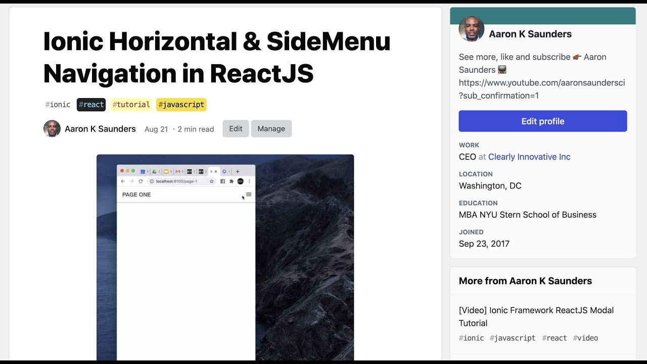Ionic Framework Horizontal & SideMenu Navigation in ReactJS Application