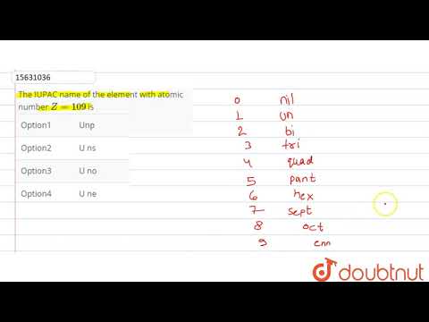 The IUPAC name of the element with atomic number `Z = 109` is