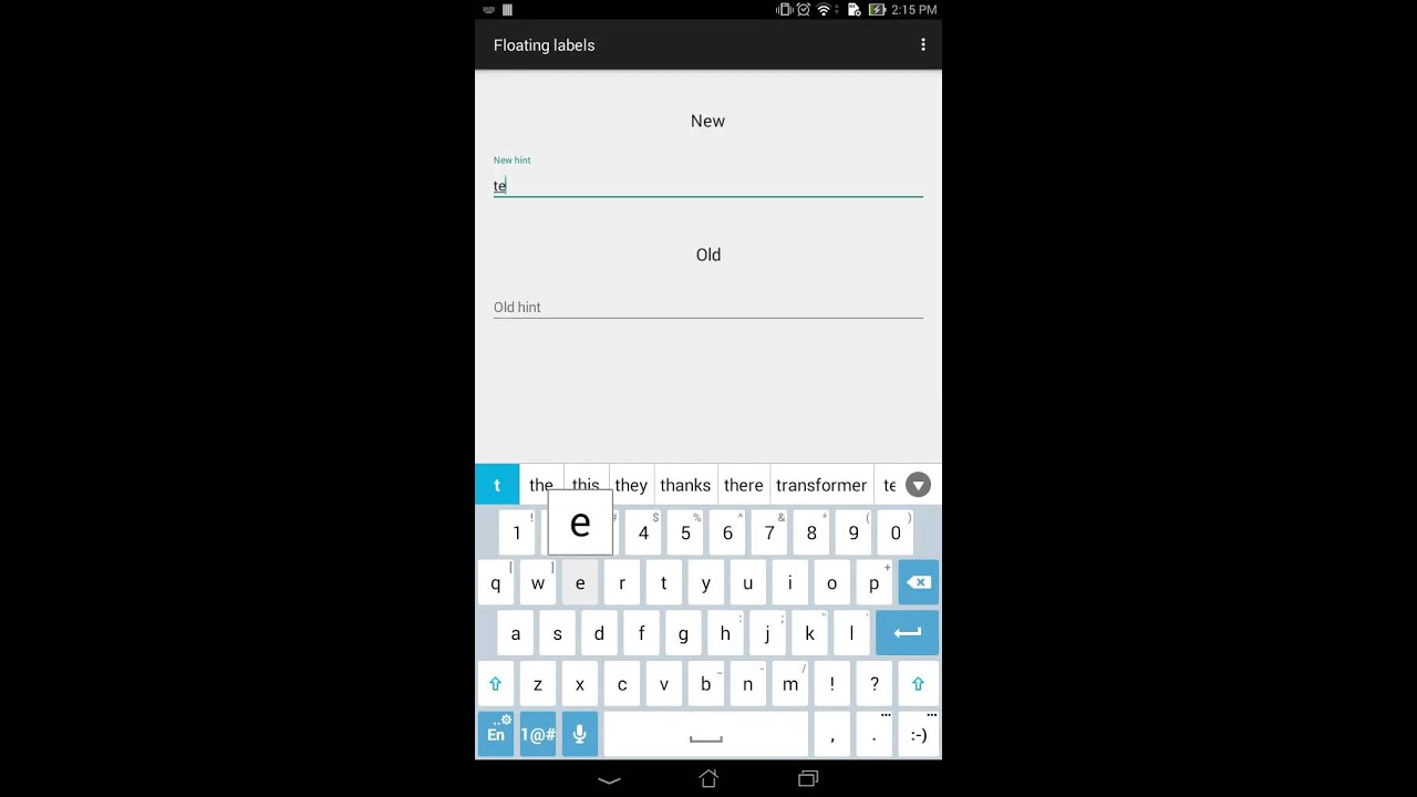 Floating labels for editing text (TextInputLayout)