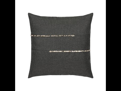 Elaine Smith 20" x 20" Micro Fringe Carbon Sunbrella Outdoor Pillow