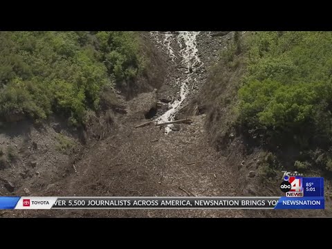 Bridal Veil Falls avalanche leaved dangerous debris in Provo Canyon