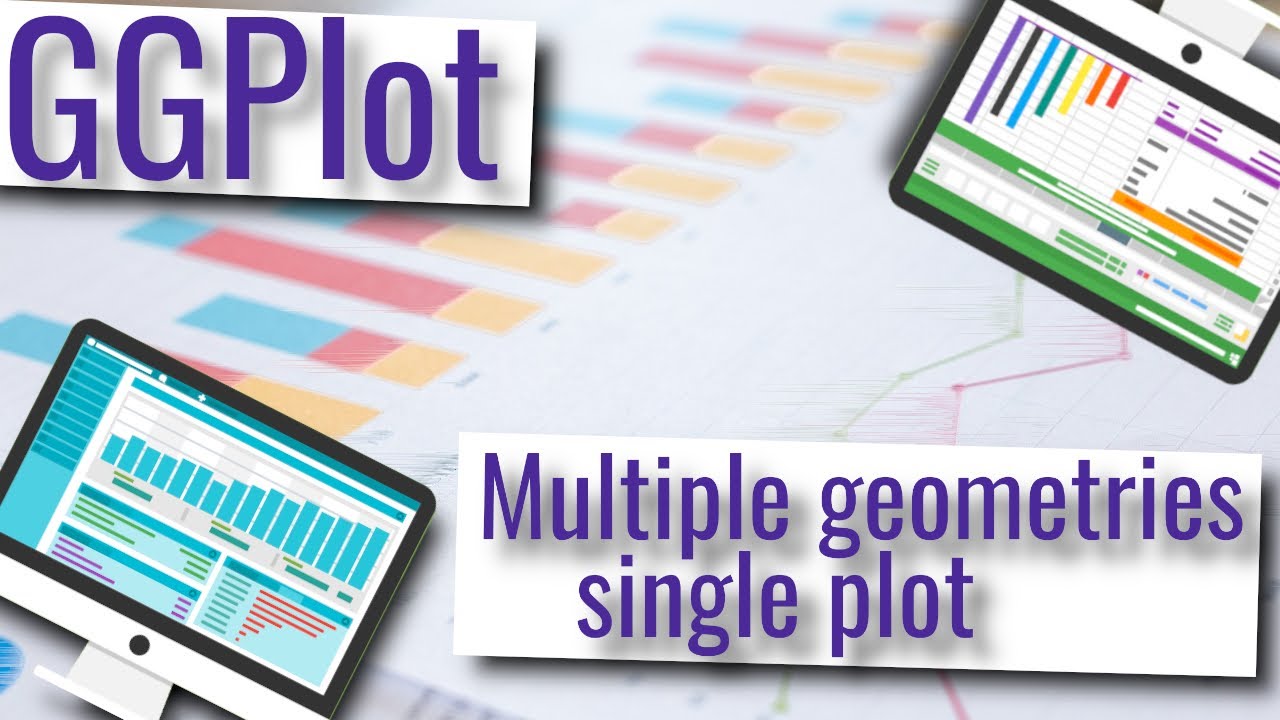 GGPlot - Multiple geometries per single plot and categories per columns