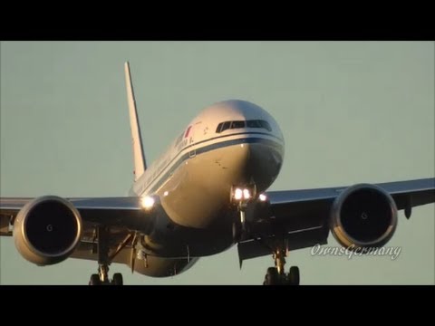 Test Flight Air China 773 B-2040 Sunset Landing @ KPAE