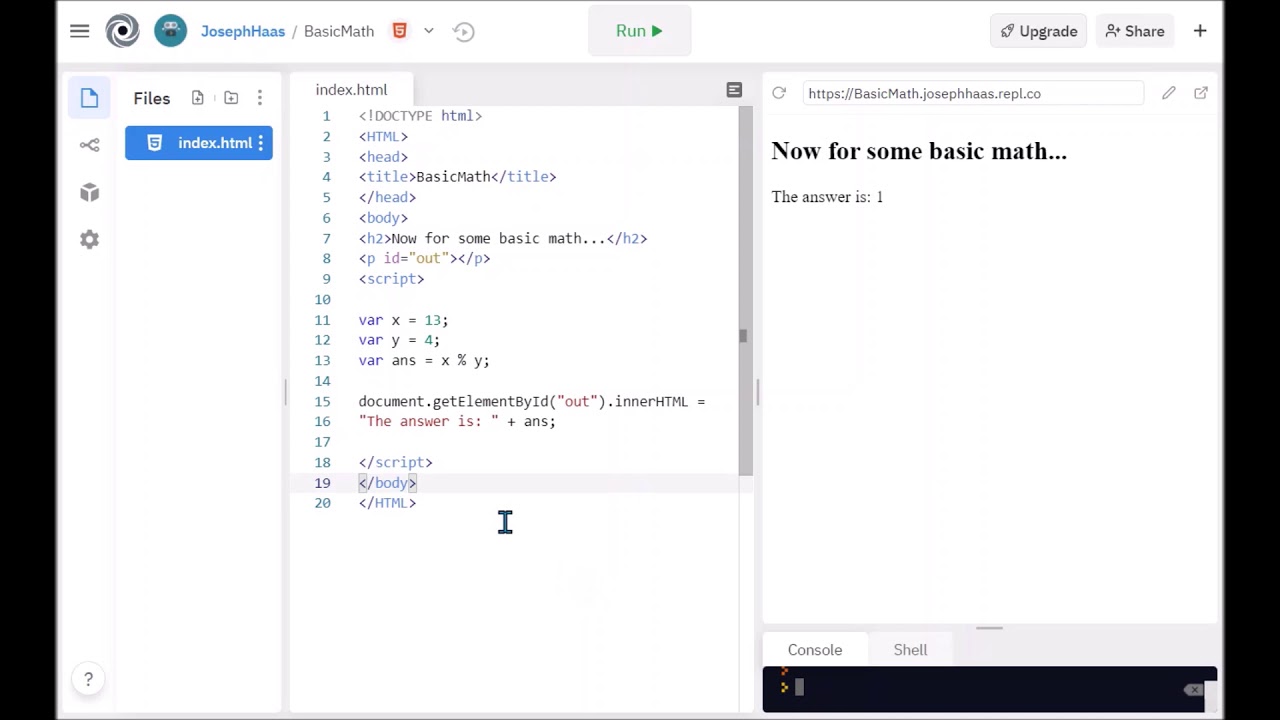 Basic Math in JavaScript