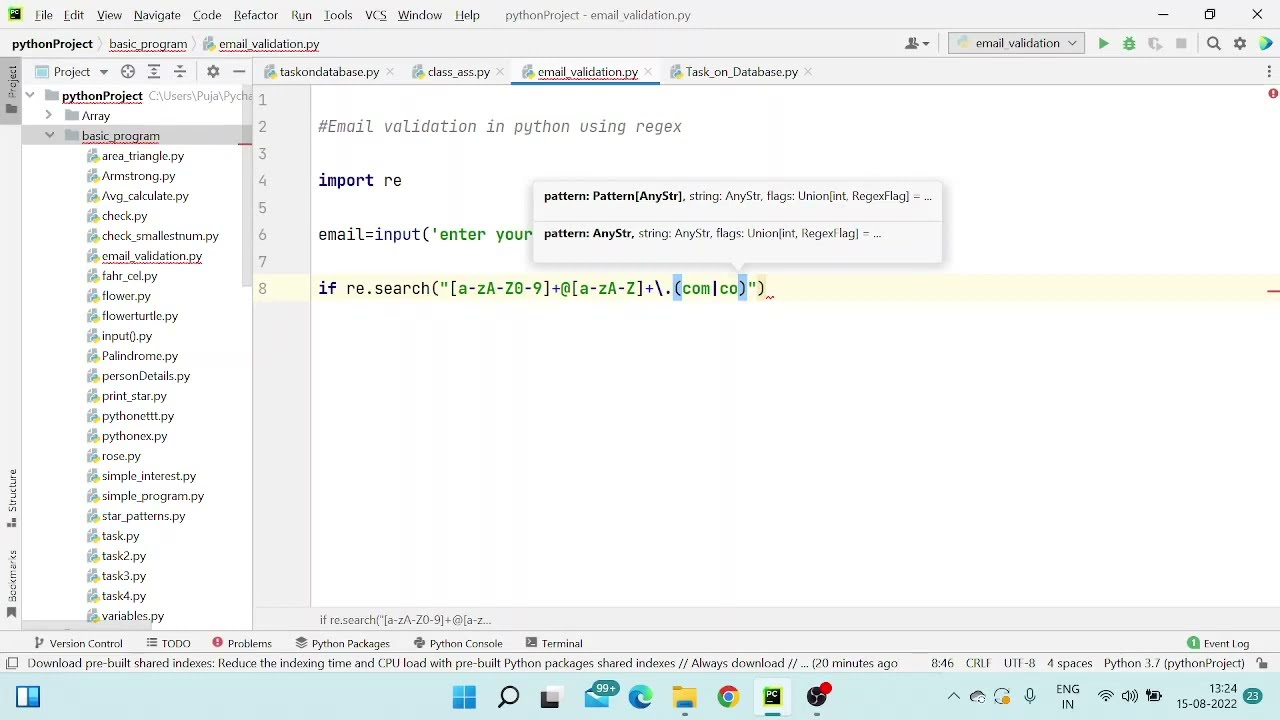 validate email address in python || email validation in python using regex || #regex python ||