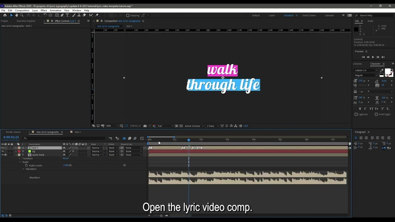 Lyric Video Template 1 | After Effects | Tutorial