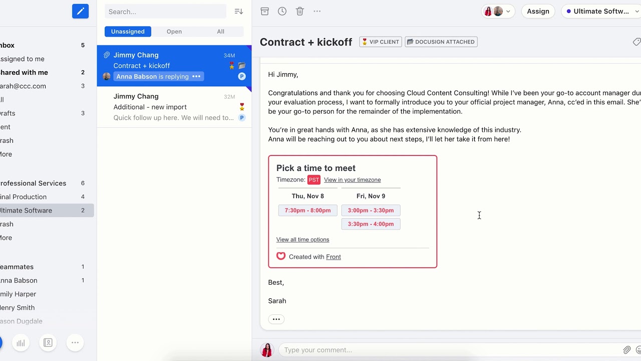 Quick Demo – Front for Professional Services