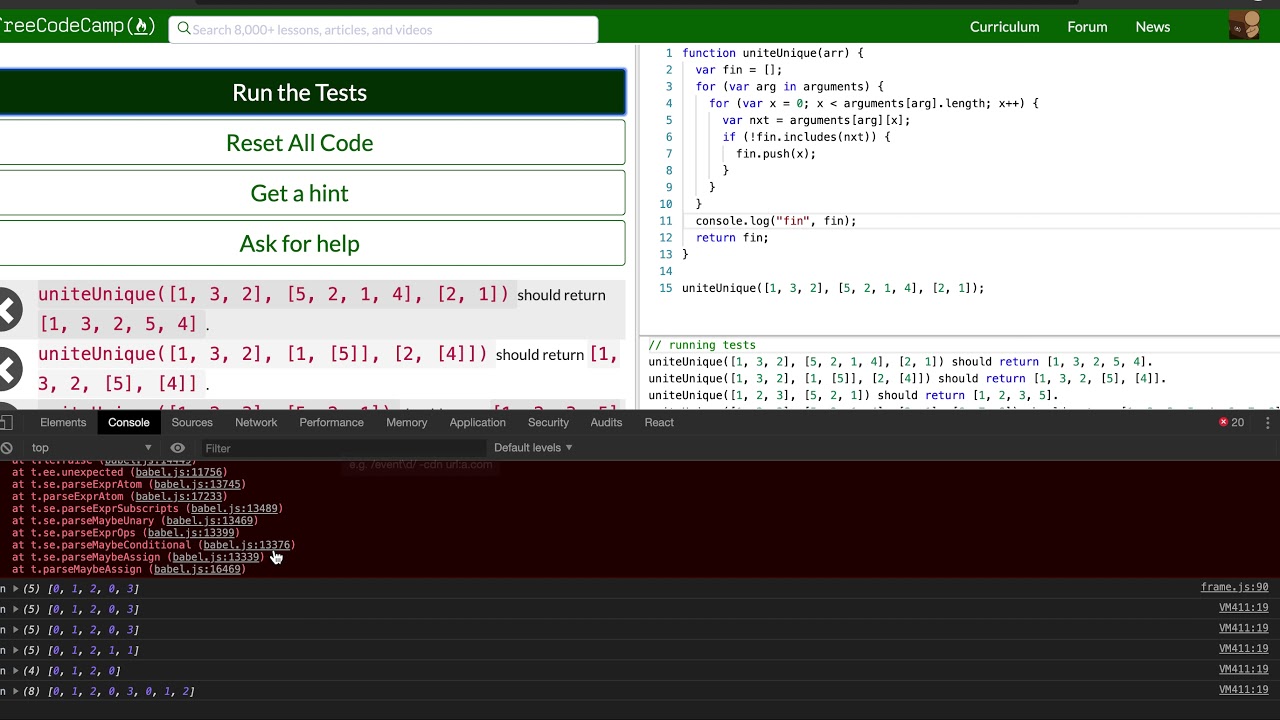 lets play Free Code Camp Intermediate Algorithm Scripting: Sorted Union