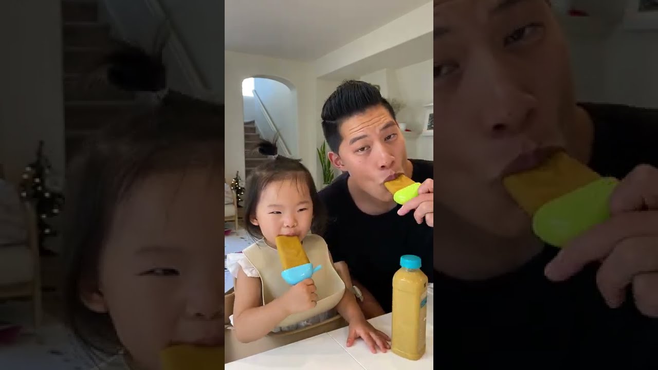 Toddler shares her popsicle with dad (so cute) #shorts