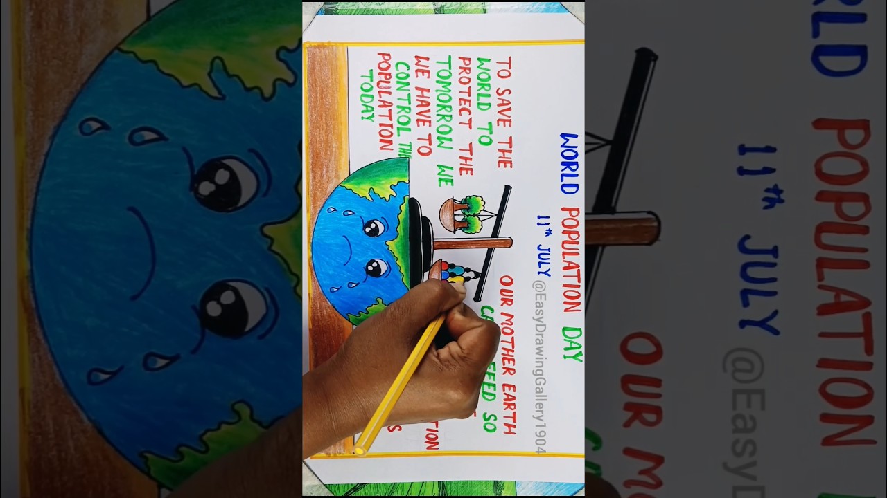 ✨ World Population Day poster drawing✨ #drawing #posterdrawing #youtubeshorts #populationday