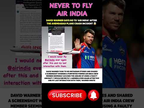 Star Cricketer David Warner say No to Fly Air India Again #youtubeshorts #australiancricket