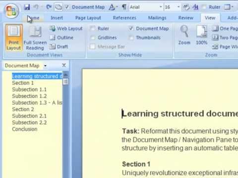Creating structured documents in Word 2007