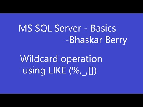 SQL Basics - SQL Wildcard Operator || LIKE|| %|| _