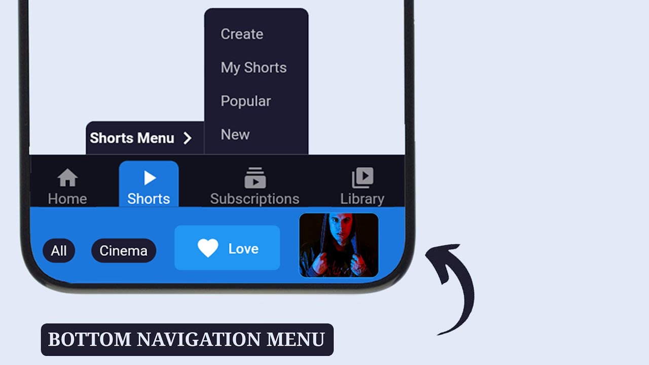 Extended Bottom Navigation Bar Menu In Flutter #FlutterShip 23
