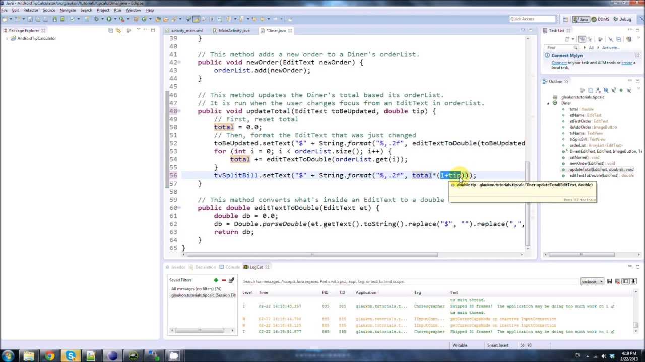 Android Tip Calculator Tutorial, Chapter 3: Java - Part 17