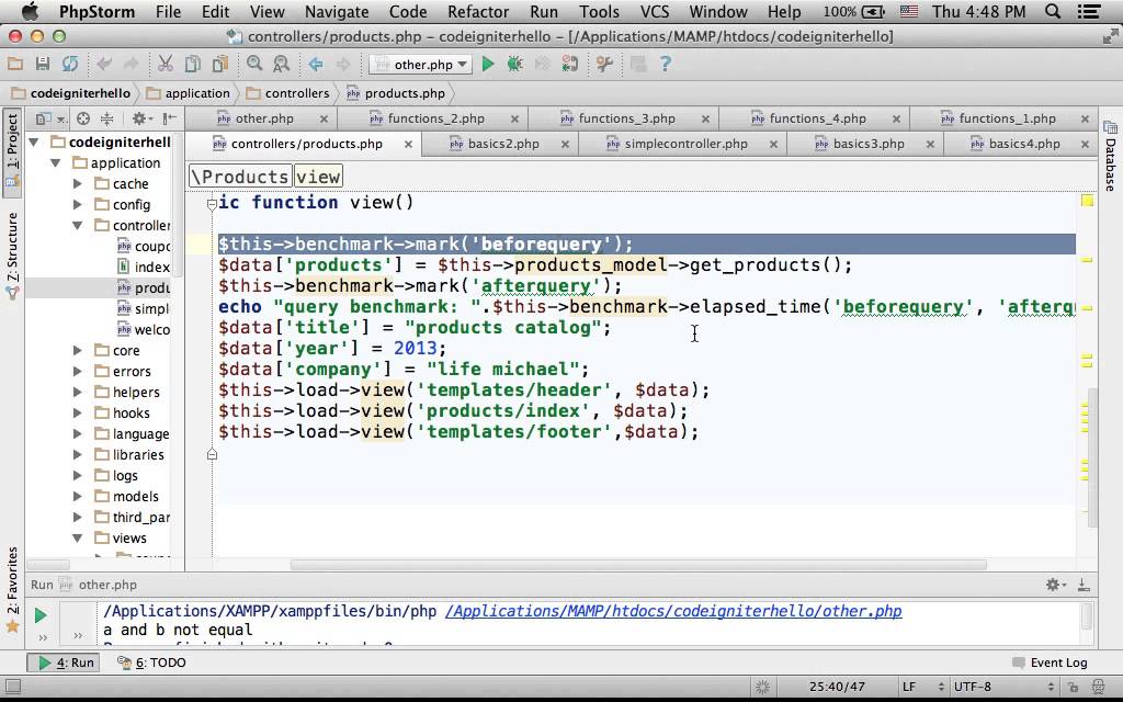 Benchmarking using CodeIgniter