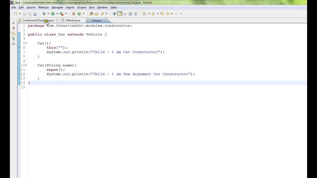 CONSTRUCTOR CHAINING IN JAVA EXAMPLE DEMO