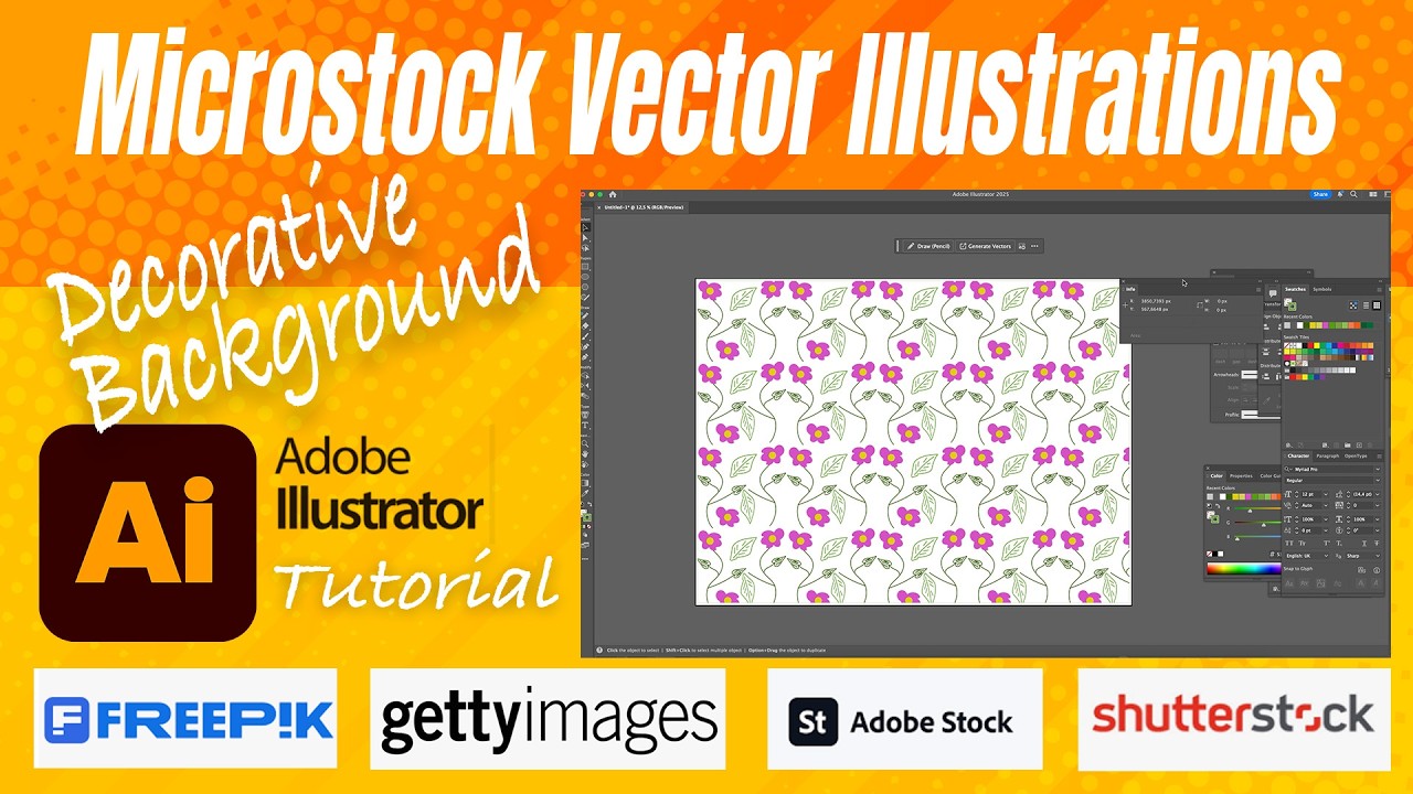 Design Decorative floral Background Vectors for Microstock Sales (Illustrator Tutorial)